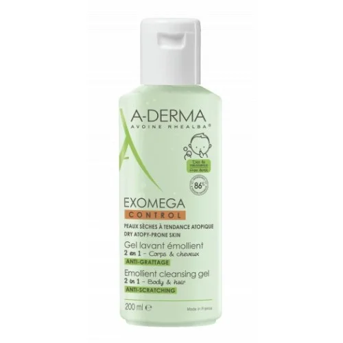 corps | A-DERMA EXOMEGA CONTROL GEL LAVANT EMOLLIENT 2 EN 1, 200ML | ParapharmacieTunisie.tn
